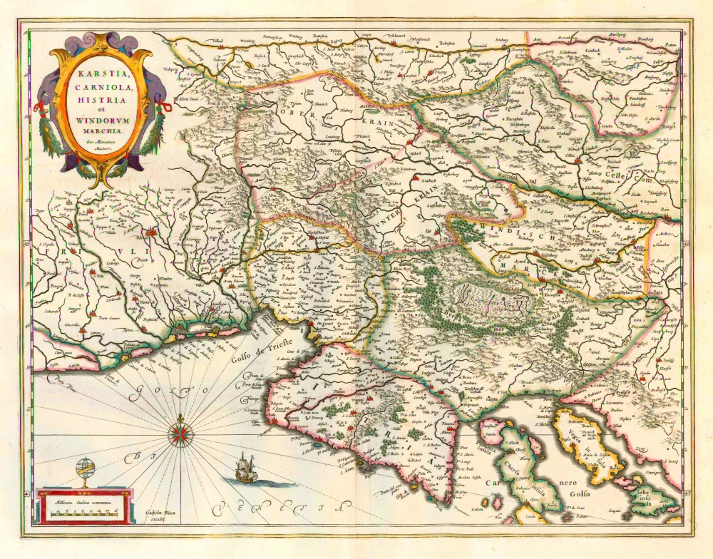 Old, antique map of Carniola (Krain) by Blaeu W. & J. | Sanderus basis