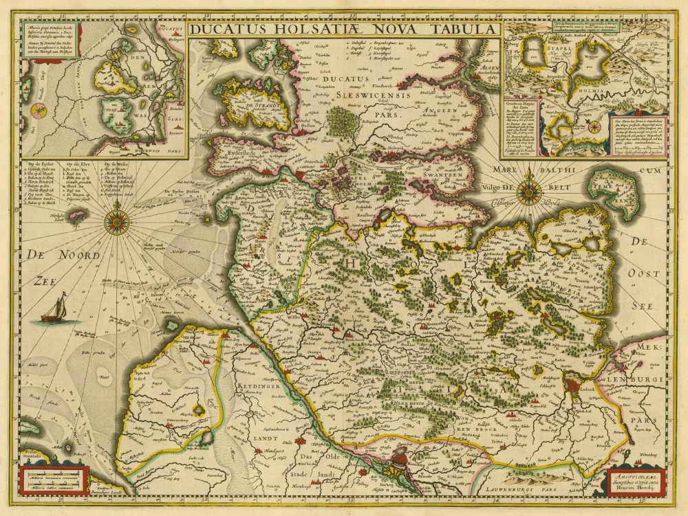 Antique map of Holstein by Janssonius J. | Sanderus basis
