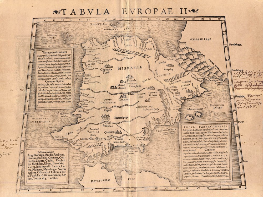 Antique Ptolemaic map of the Iberic Peninsula by Munster S. | Sanderus ...