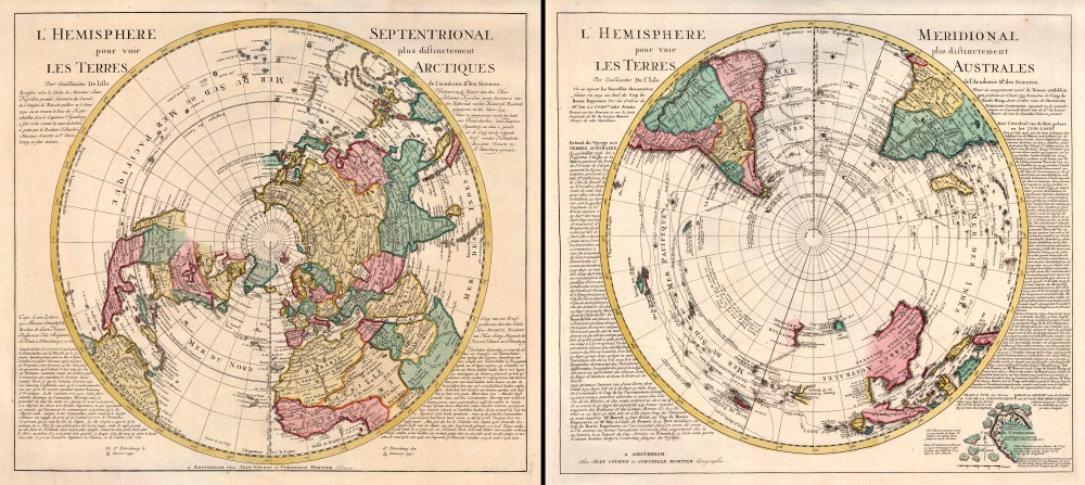 Antique map of World: Two Hemispheres - Polar projection. by Covens ...