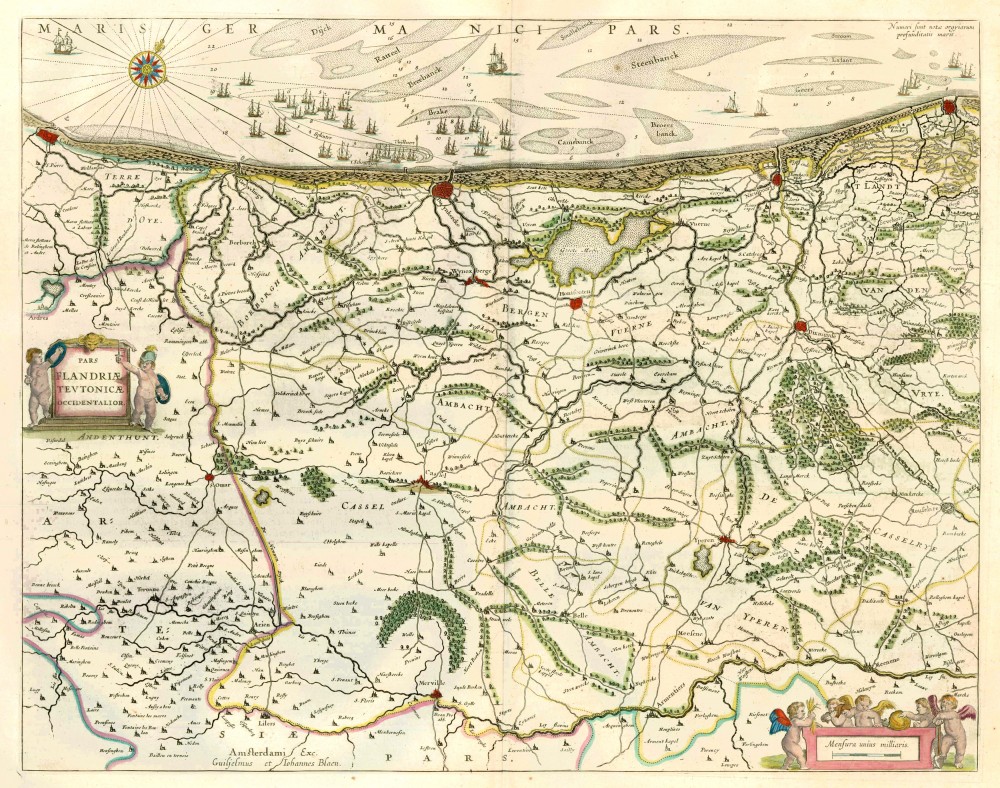 Western Flanders, by Willem & Joan Blaeu. | Sanderus Antique Maps ...