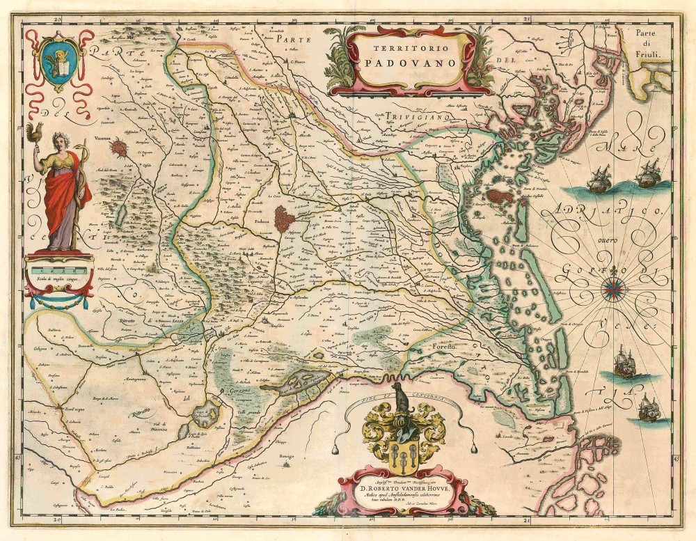 Old antique map of Padova by J. Blaeu. | Sanderus basis