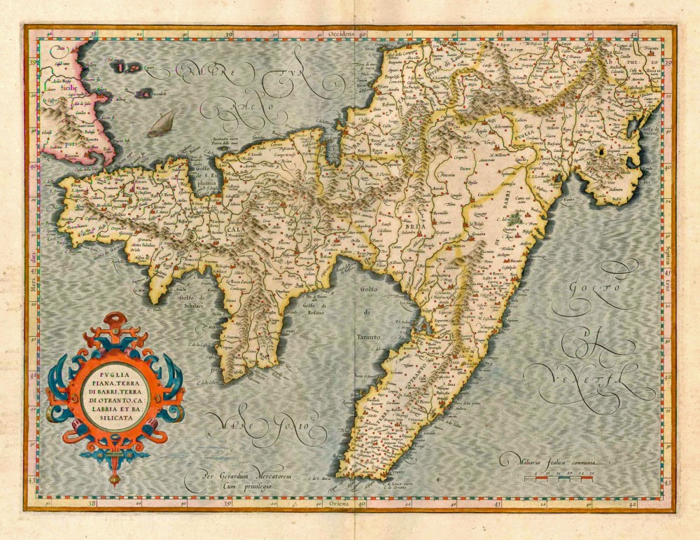 Southern Italy, by Gerard Mercator. | Sanderus basis