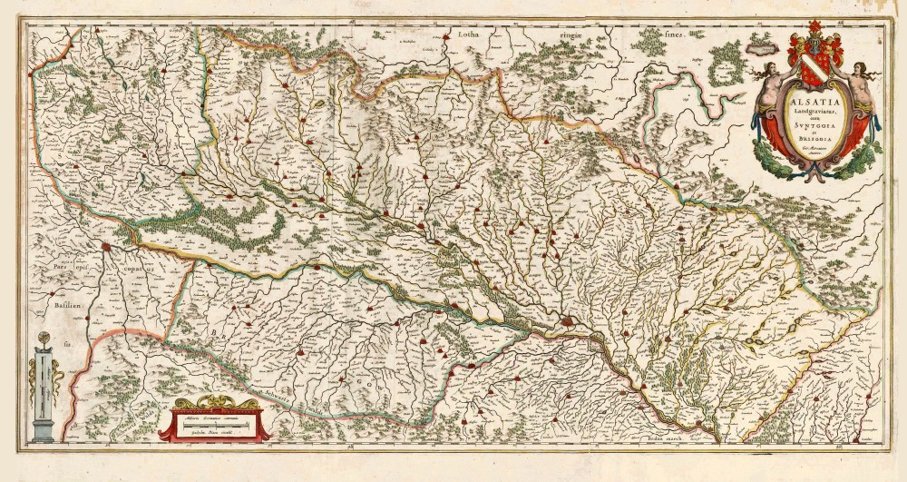Old antique map of Alsace, by Willem Blaeu. | Sanderus basis