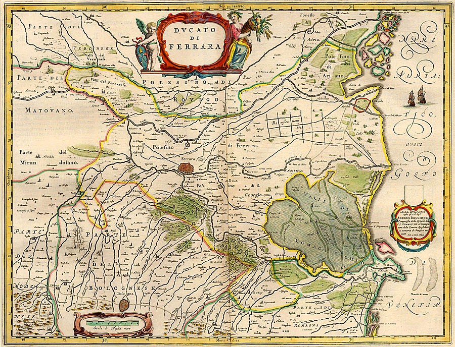 Old, antique map of Ferrara by Blaeu W. | Sanderus Antique Maps ...
