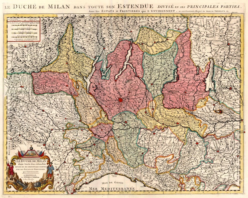 Old antique plan of Milan (Milano) by Braun & Hogenberg. | Sanderus basis