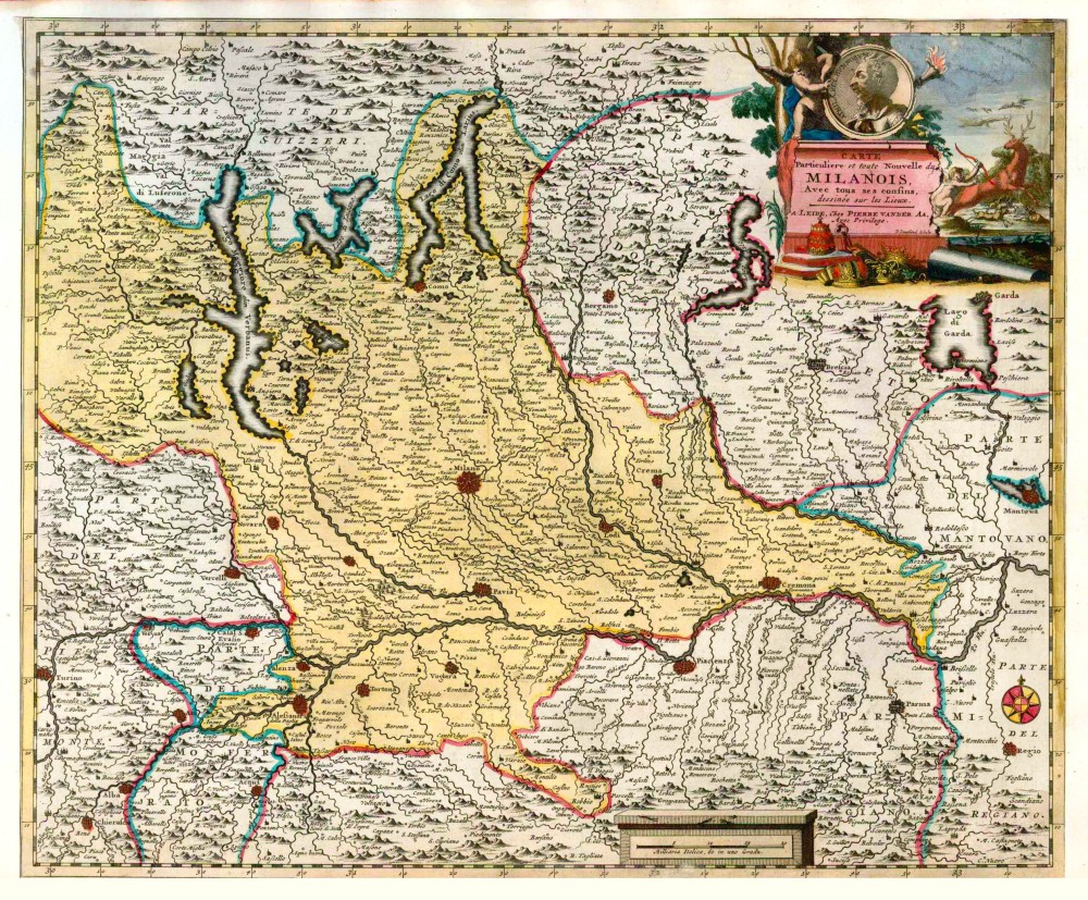 Old antique plan of Milan (Milano) by Braun & Hogenberg. | Sanderus basis