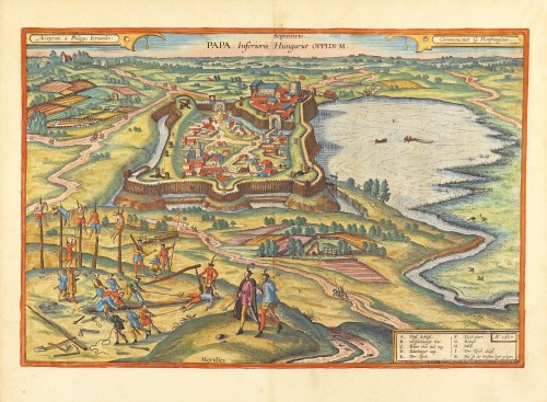 Antique map of Hungary - Papa by Braun & Hogenberg | Sanderus Antique ...