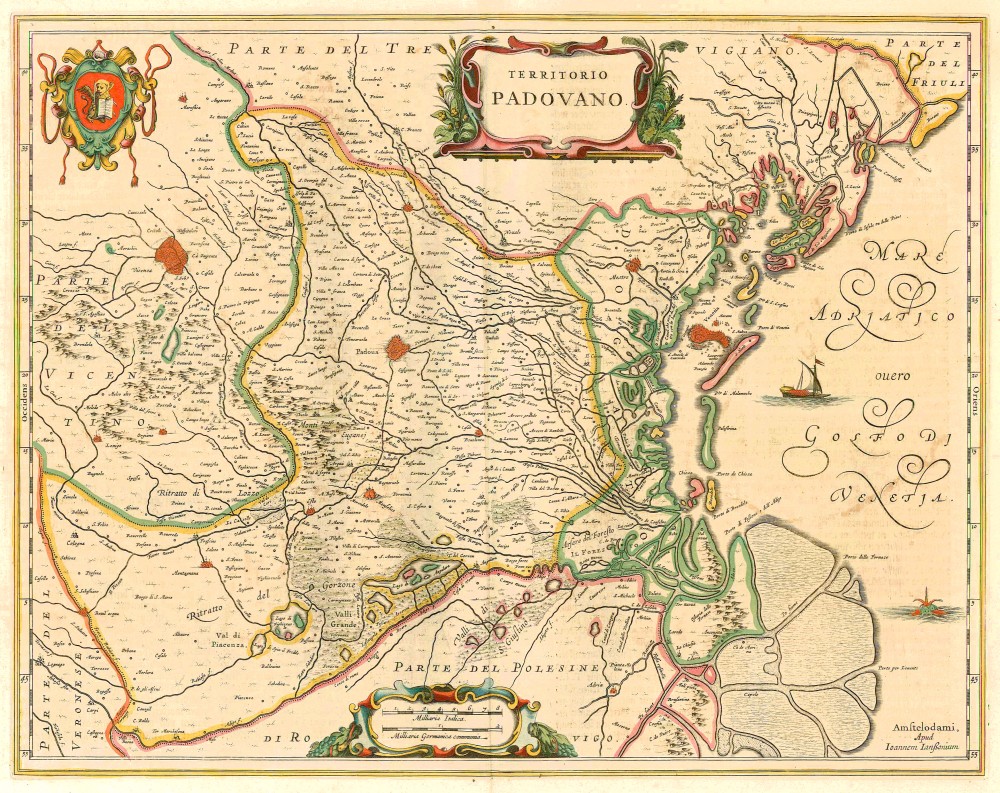 Old antique map of Padova by J. Blaeu. | Sanderus basis
