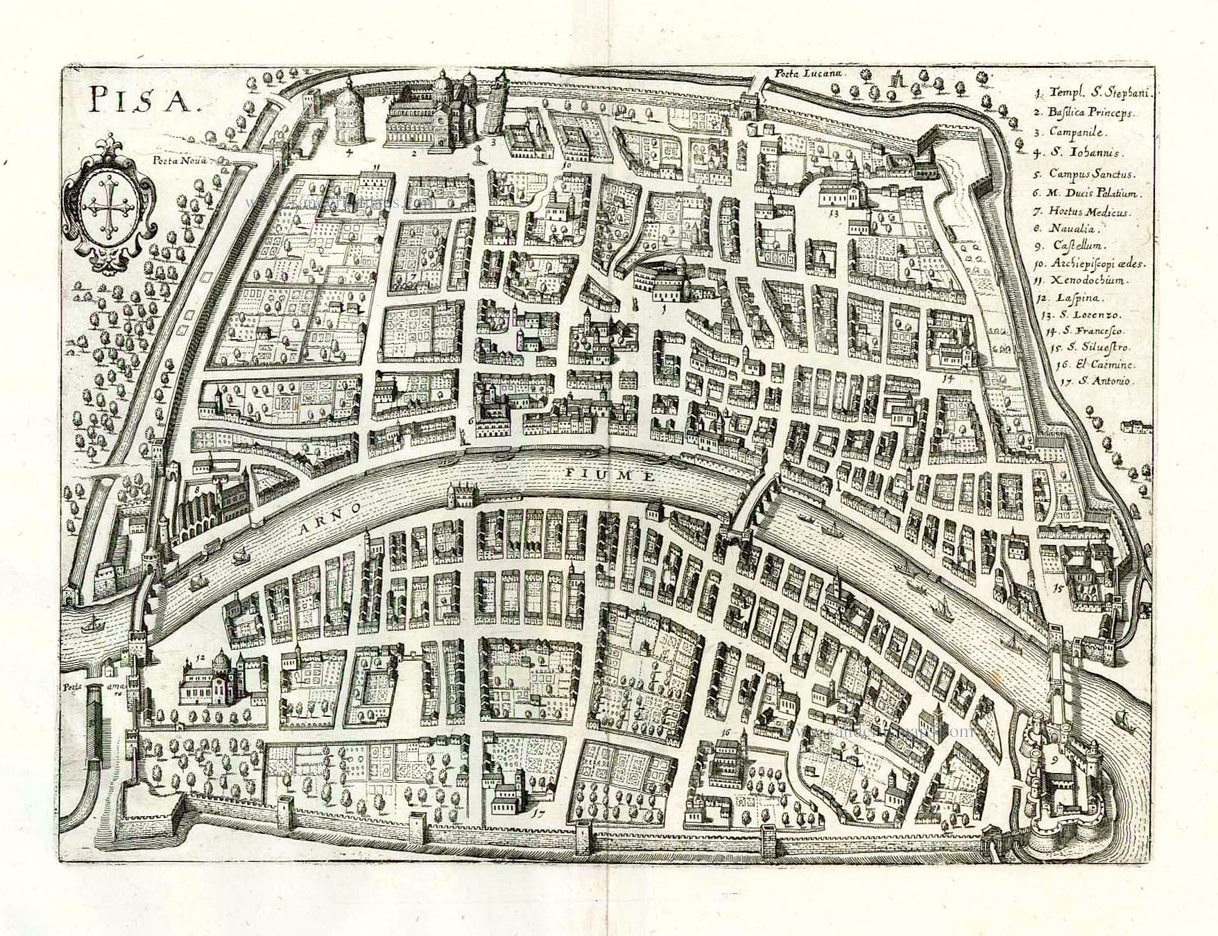 Pisa Italy Antique Map Pisa Wikipedia