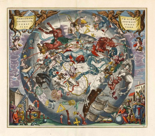Old antique map of Southern Sky by Cellarius - Janssonius | Sanderus ...