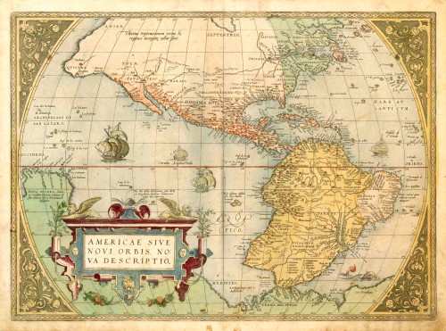Old antique map of the Western Hemisphere by A. Ortelius | Sanderus ...
