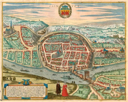 Saintes, by Georg Braun and Frans Hogenberg. | Sanderus Antique Maps ...