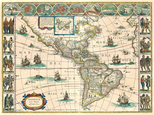 Antique map of America by Blaeu J. | Sanderus Antique Maps - Antique ...