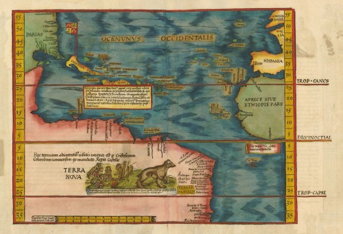 Antique map of Atlantic Ocean (Admiral's map) by Fries L. - Ptolemy C ...