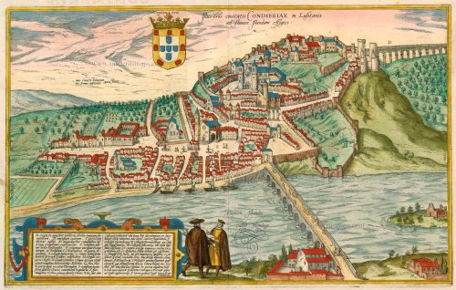 Antique map of Coimbra by Braun and Hogenberg | Sanderus Antique Maps ...
