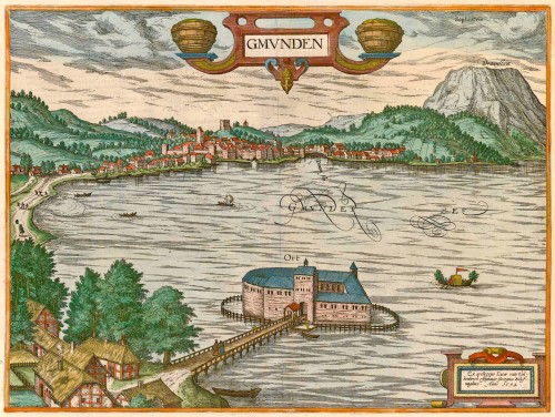 Antique map of Gmunden by Braun & Hogenberg | Sanderus Antique Maps ...