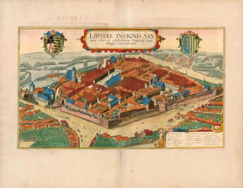 Antique map of Leipzig by Braun and Hogenberg | Sanderus Antique Maps ...
