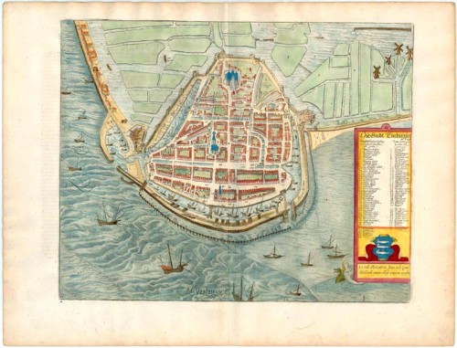 Antique map of Enkhuizen by Braun & Hogenberg | Sanderus Antique Maps ...