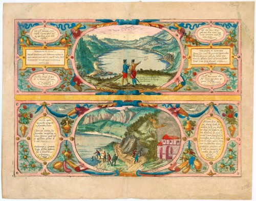 Two views from east and west of Lake Agnano and the extinct city of ...