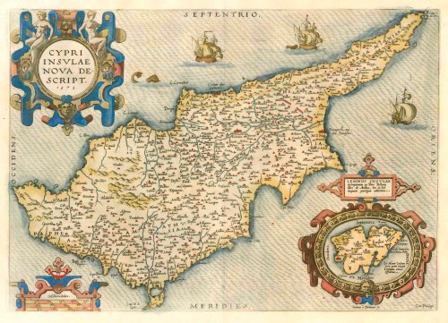 Old, antique map of Cyprus by A. Ortelius | Sanderus Antique Maps ...