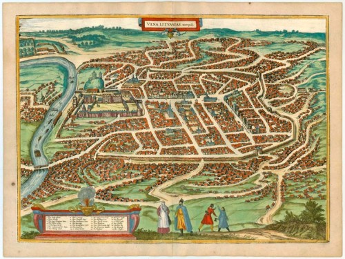 Antique map of Vilnius by Braun and Hogenberg. | Sanderus Antique Maps ...
