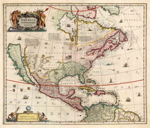 Old, antique map of North America by J. Janssonius. | Sanderus Antique ...