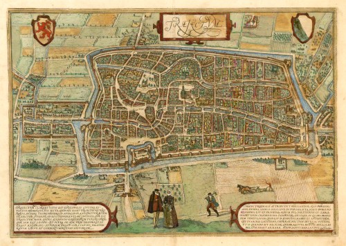 Antique map - Bird's-eye view plan of Utrecht by Braun and Hogenberg ...