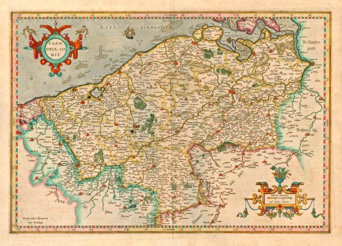 Old, antique map of Flanders (Vlaanderen) by G. Mercator | Sanderus ...