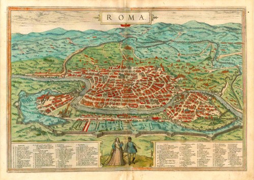 Old antique plan of Rome (Roma) by Braun & Hogenberg | Sanderus Antique ...