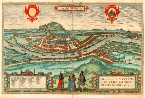 Salzburg by Georg Braun & Frans Hogenberg | Sanderus Antique Maps ...