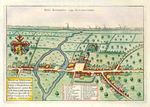 Old antique bird's-eye view of Roesbrugge (Poperinge) by J. Blaeu ...