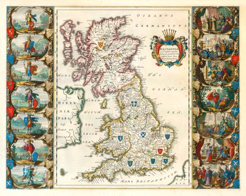 Old antique map of the Ancient British Isles by J. Blaeu. | Sanderus ...