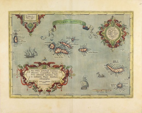 Antique map of the Azores, by Abraham Ortelius. | Sanderus Antique Maps ...
