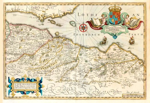 Old antique map of Lothian, by Henricus Hondius. | Sanderus Antique ...