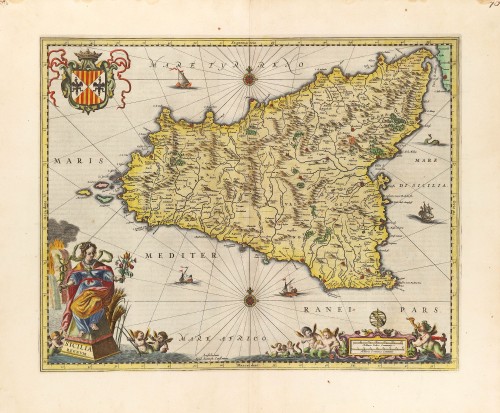 Sicily by Joannes Janssonius | Sanderus Antique Maps - Antique Map Webshop