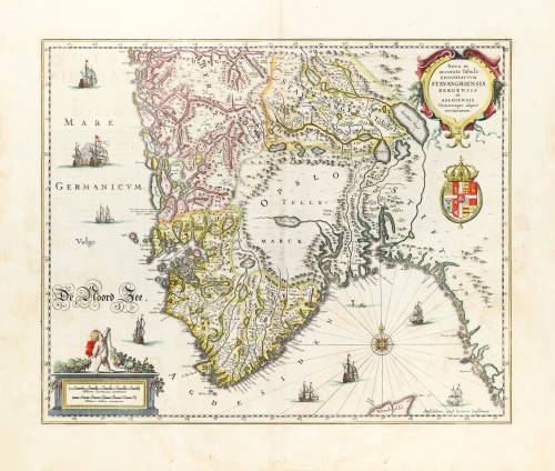 Stavanger, Bergen, and Oslo by Johannes Janssonius. | Sanderus Antique ...