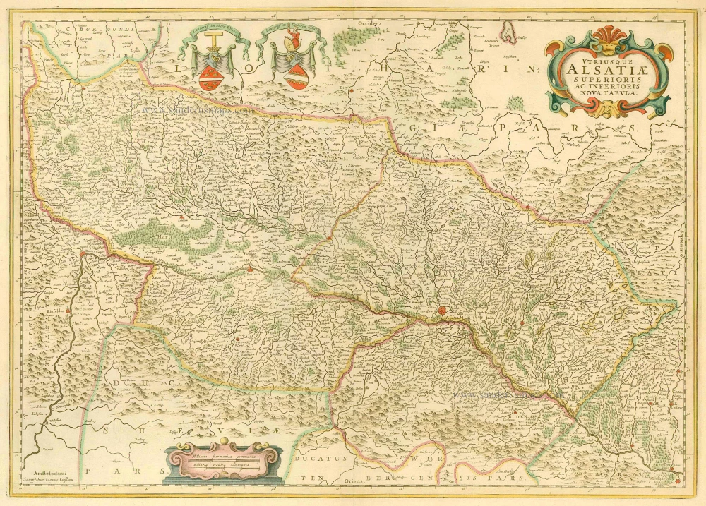 Antique map of Alsace by Janssonius J. | Sanderus Antique Maps ...