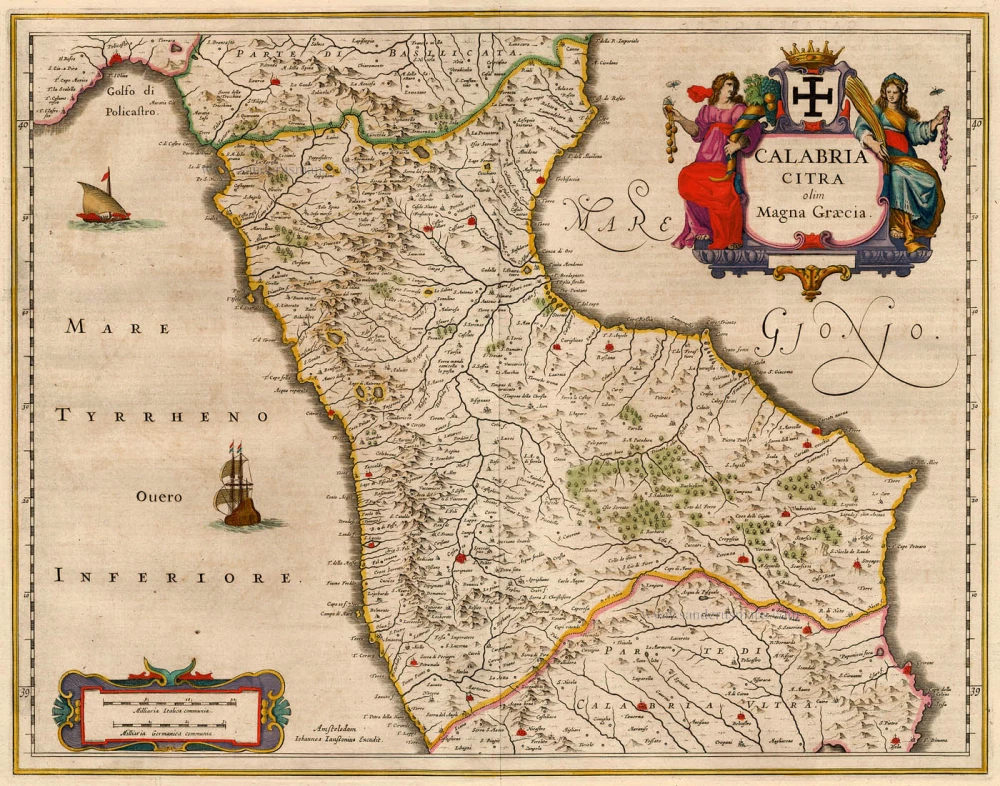 Antique map of Calabria Citra by Janssonius J. | Sanderus Antique Maps ...