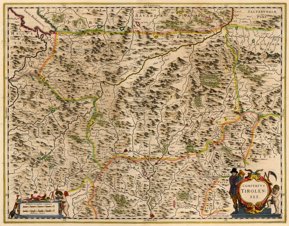 Antique map of Tirol by Hondius H. - Janssonius J | Sanderus Antique ...