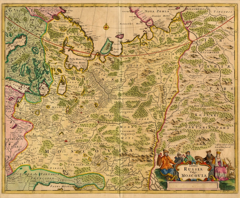Antique map of Russia by Visscher N. II | Sanderus Antique Maps ...