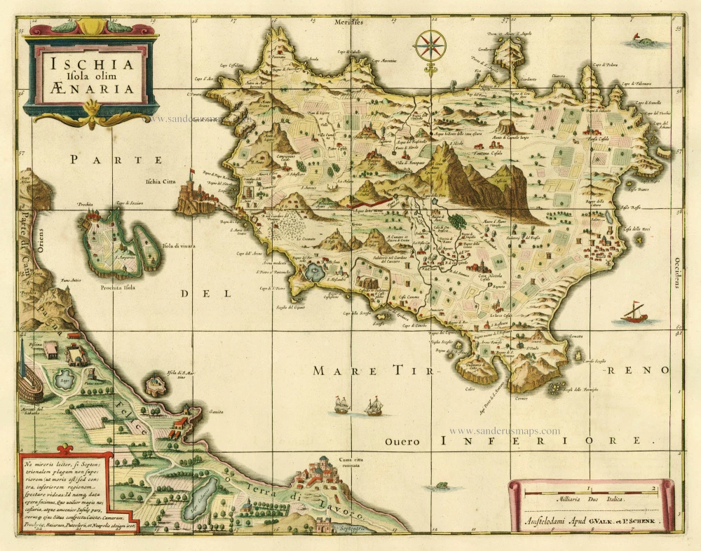 Old, antique map of Ischia by Valk G. & Schenk P. | Sanderus Antique ...