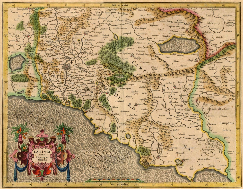 Antique map of Campagna di Roma by Mercator-Hondius | Sanderus Antique ...