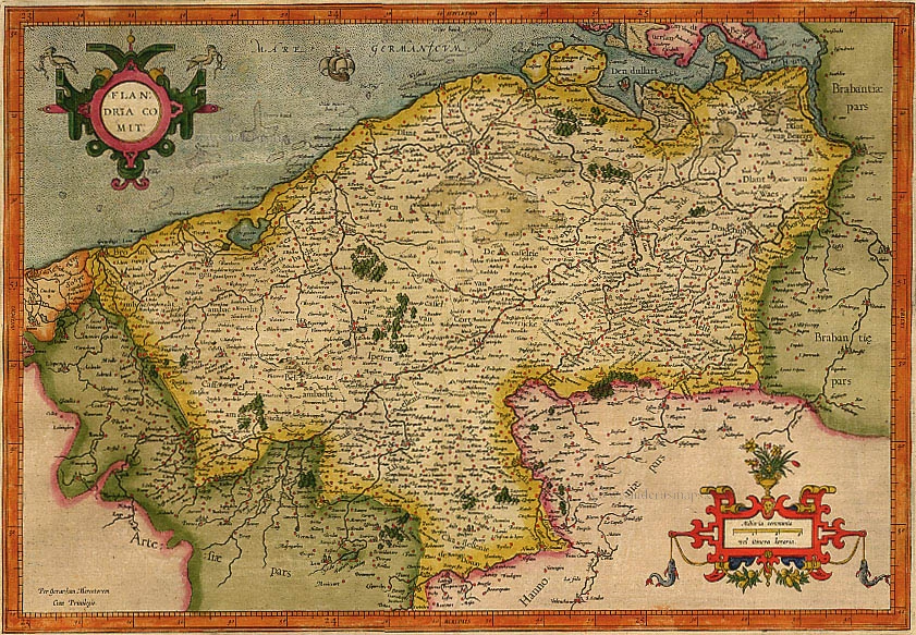 Old antique map of Flanders (Vlaanderen) by J. Hondius | Sanderus ...