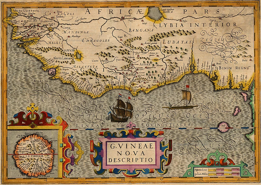 Antique map of Guinea by Mercator-Hondius | Sanderus Antique Maps ...