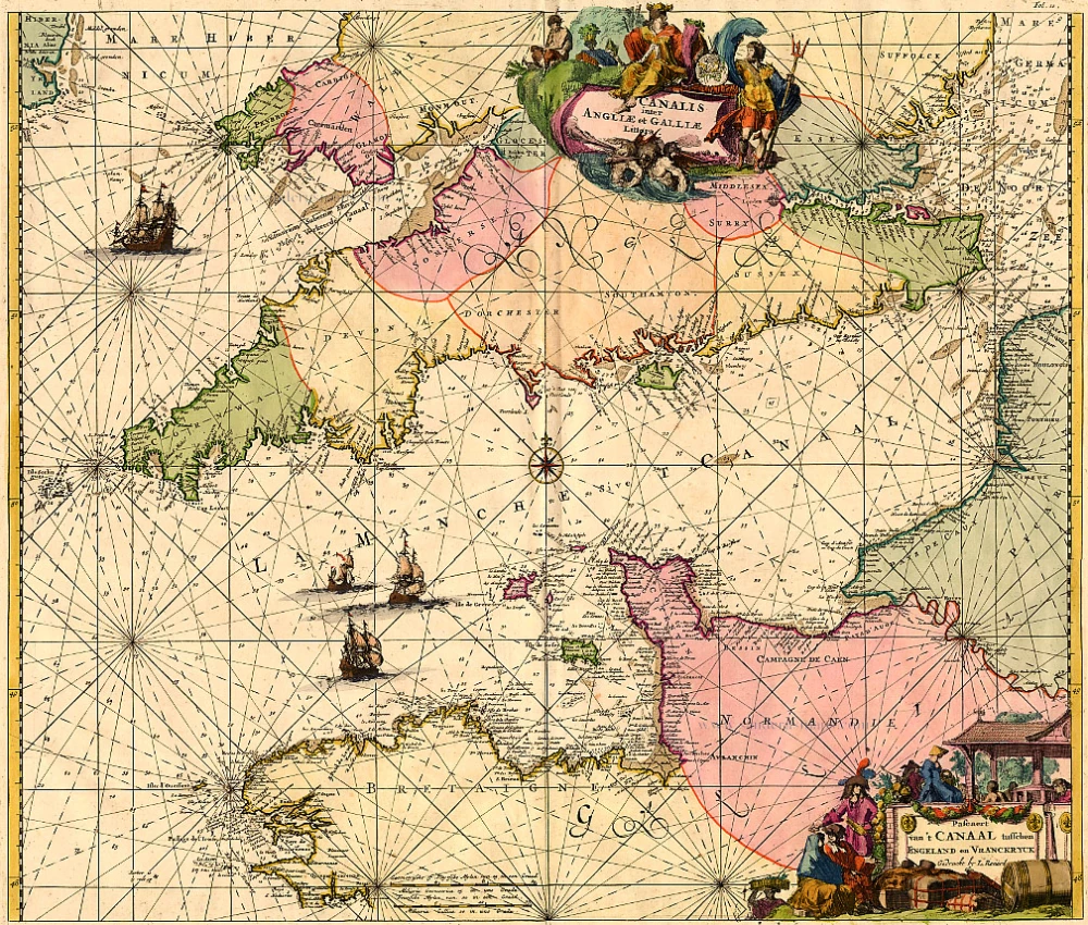 Antique map of Channel by Renard L. | Sanderus Antique Maps - Antique ...