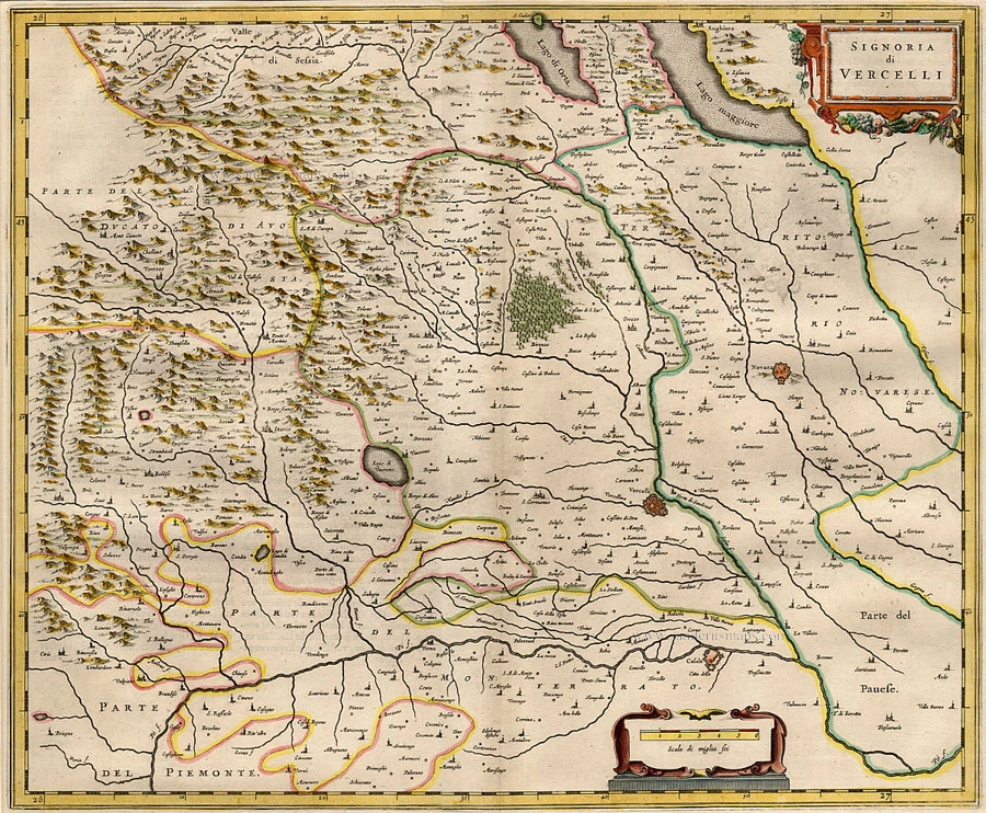 Antique map of Vercelli by Blaeu W. & J. | Sanderus Antique Maps ...