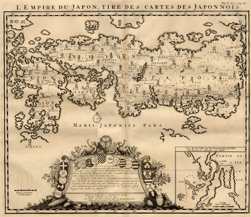 Antique map of Japan by Châtelain | Sanderus Antique Maps - Antique Map ...