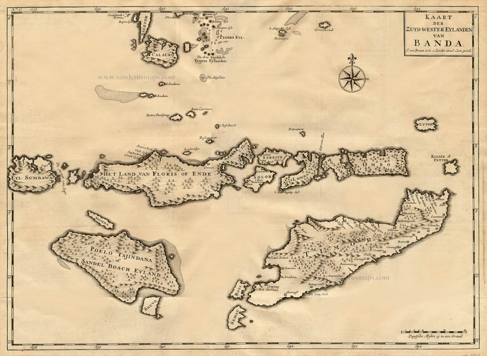 Antique map of Banda Islands (Southwest) by Valentyn | Sanderus Antique ...