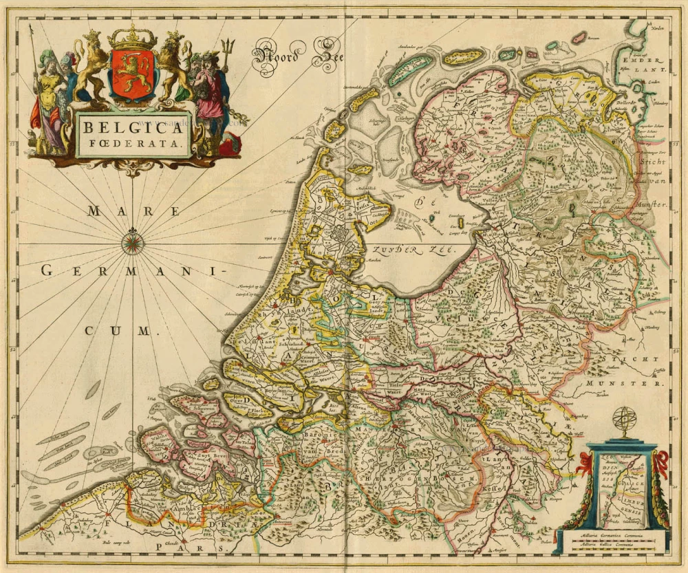Antique map of Nederland by J. Blaeu | Sanderus Antique Maps - Antique ...